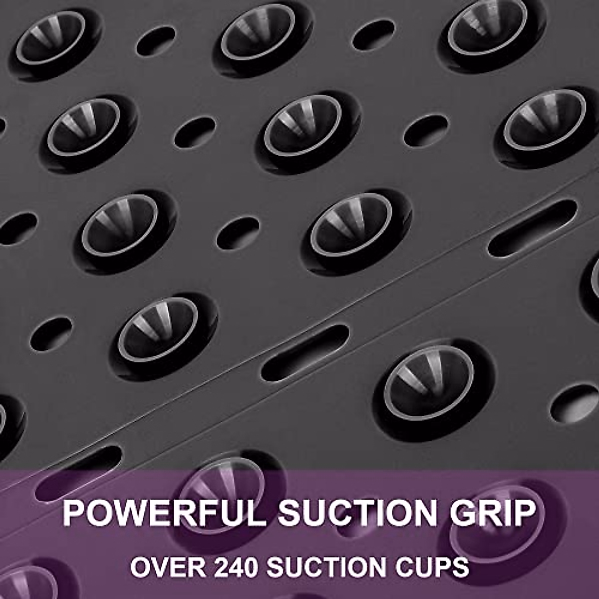 Reetual XL Shower Mat Non Slip - 27x27 Bath Mat for Shower Stall or Large Bathtub Mat with 240 Powerful Suction Cups and Drain Holes. Black Shower Mats for Bathroom, Anti Slip for Elderly and Kids