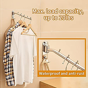 Danpoo Folding Clothes Hanger Rack, Stainless Steel Swing Arm Hook Holder, Clothing Hanging System Drying Closet Storage Organizer Wall Mount Chrome (Silver)