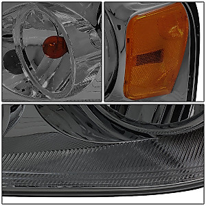 DNA Motoring HL-OH-F1504-SM-AM Smoke Lens Amber Headlights Replacement Compatible with 04-08 F-150/06-08 Mark LT