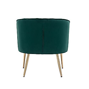 Homtique Modern Velvet Accent Chair Upholstered Armchair with Golden Metal Legs Cozy Reading Chair for Living Room Bedroom (Green)