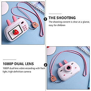 SOLUSTRE Girl Toys Rabbit Shaped Kid Camera 1080P Children Digital Camera 2.4 inch Screen Dual Lens Video Recorder Gift for Kids Kids Toys