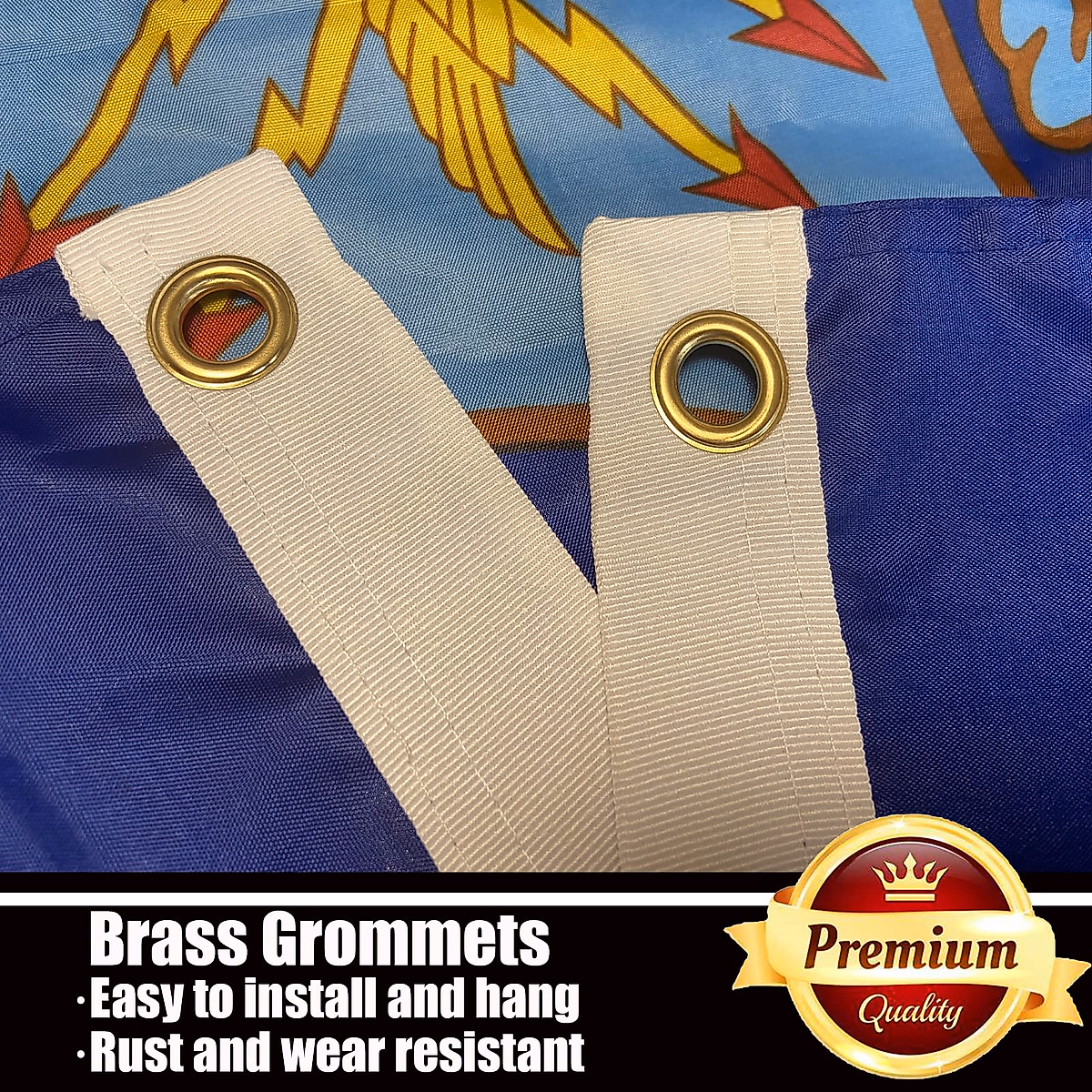 Air Force Crest Emblem Flag 3x5 Outdoor Double Sided 3 Ply- US Coat of Arms Military USAF Flags-Vivid Color Clear Pattern Reinforcement Sewing Durable Polyester with 2 Brass Grommets