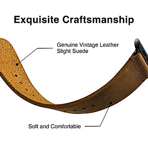 Vintage Leather Bands Compatible with Apple Watch Band 38mm 40mm 41mm 42mm 44mm 45mm 49mm,Genuine Leather Retro Strap Compatible for Men Women iWatch Ultra SE Series 8/7/6/5/4/3/2/1