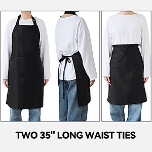 NLUS Aprons for Men, Chef Apron for Men Kitchen Cooking Aprons for Women With Pockets, Black Aprons with Pockets Water & Oil Resistant - 2 PACK