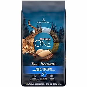 Purina ONE Natural, High Protein, Grain Free Dry Cat Food, True Instinct With Real Ocean Whitefish - 6.3 lb. Bag