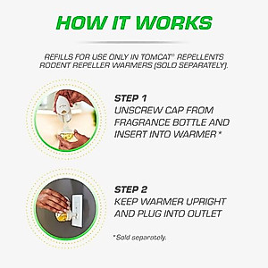 Tomcat Rodent Repeller Essential Oil Refill Pack Plug-In with Lemongrass, Cinnamon, and Peppermint Oil, 2 Refill Bottles