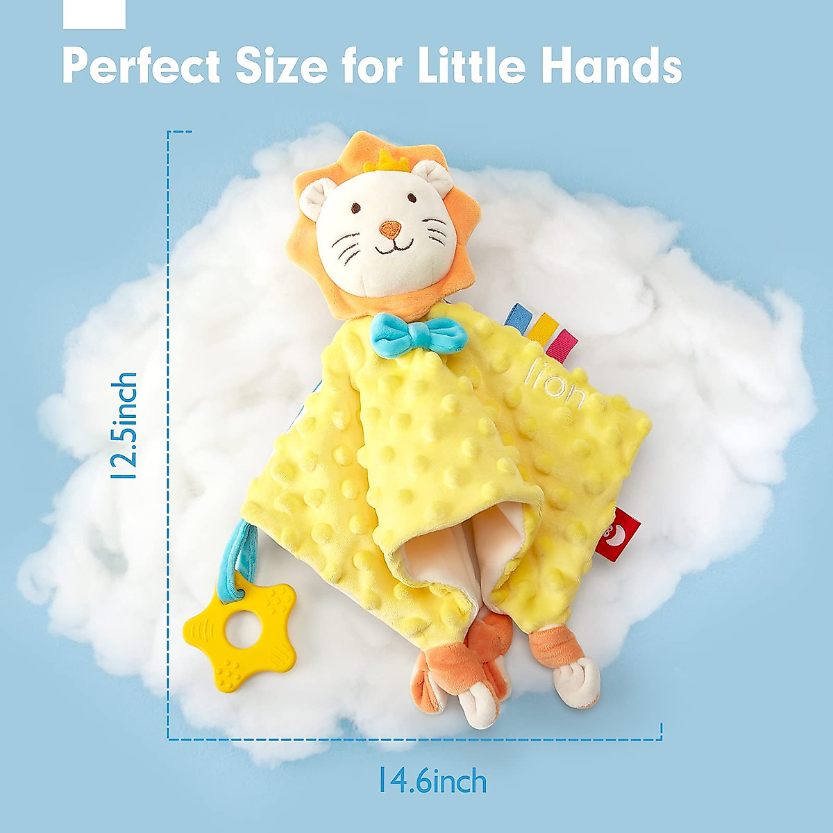 hahaland Baby Stuff Loveys for Babies Lion Security Blanket with Baby Teething Toys 0-3-6-12 Months Baby Gifts for Newborn Baby Boys Girls Infant Toys