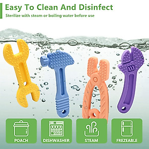 Silicone Teethers for Babies, Freezer Teethers for Babies, Silicone Baby Teething Toys, Infant Teething Relief Baby Chew Toys, Sensory Toys for BaBies, Frozen Teething Toys for Babies - 4 Pack