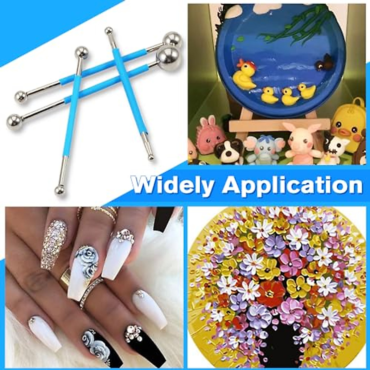 SPEEDWOX Caulking Tool Metal Ball 4 Pcs Polymer Clay Tool Kit Grout Finisher for Tile Grout Coating Sealant Finishing Fondant Cake Paper Flower Decorating Sculpture Modeling Craft DIY Tool Set