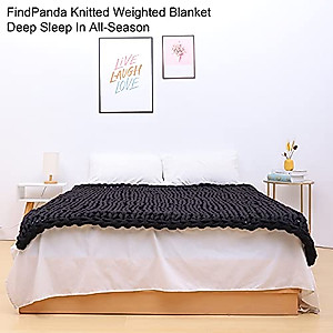 FindPanda Handmade Chunky Knit Weighted Blanket Throw, Cooling Weighted Blanket Queen Size 15 pounds, Breathable and Comfortable Knit Weighted Blankets for Home Décor（Black, 60"×80" 15 lbs）