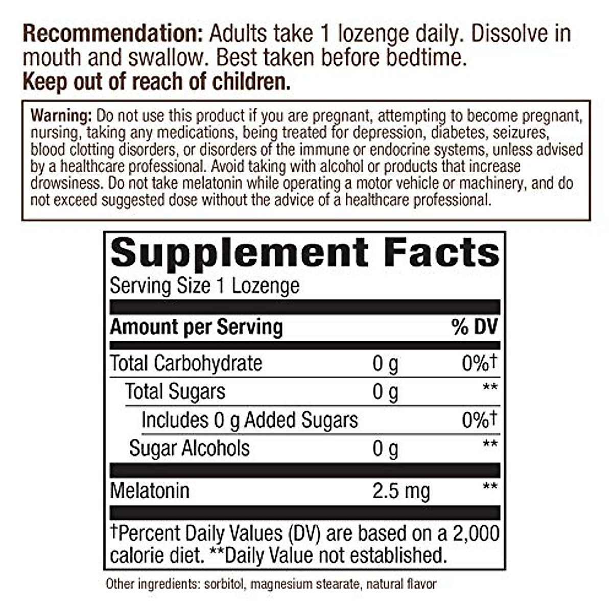 Nature's Way Melatonin Lozenge, 2.5 mg, 100-Count