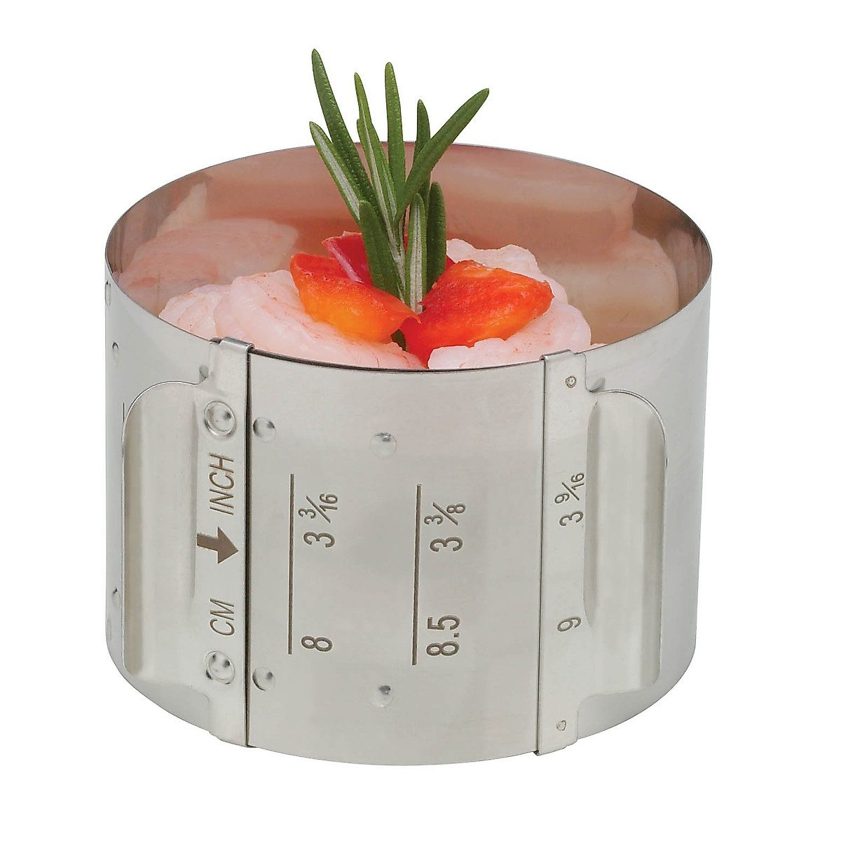 HIC Kitchen Adjustable Food Ring, Round, 18/8 Stainless Steel, Adjusts to 4 Different Sizes