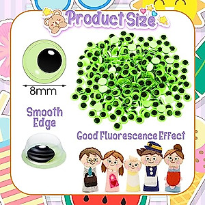 300 Pcs Wiggle Googly Eyes Glow in The Dark Sticky Googly Eyes Self Adhesive Googly Wiggle Eyes Suitable for DIY Crafts, Halloween Activities (8mm)