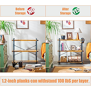 BCLOUDNEST Bookshelf, 3 Tier Book Shelf, Industrial Bookcase for Living Room, Home Office and Kitchen