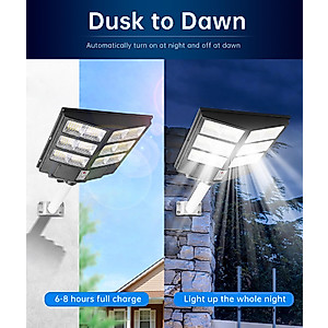 600W Solar Street Lights Outdoor ,20000mah high-capacity battery, 60000LM High Brightness LED Lamp, with Motion Sensor and Remote Control, for Parking Lot, Yard, Garden, Patio, Stadium, Piazza
