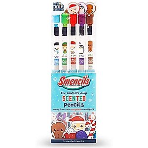 Holiday Smencils - HB #2 Scented Fun Pencils, 5 Count - Stocking Stuffer, Gifts for Kids, School Supplies, Party Favors, Classroom Rewards