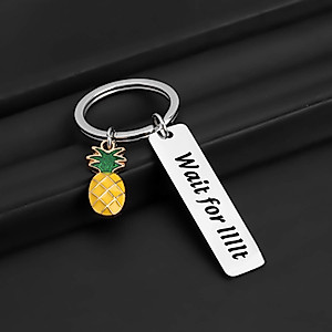 FAADBUK TV Show Keychain Wait for Ittt Psych Quote Shawn & Gus Fans Gift Psych Pineapple Gift (Wait for Ittt Keychain)