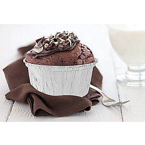 PARTY BARGAINS 4 oz Premium Aluminum Foil Muffin Liners - 100 Pack, 3.5'' Inch Round Ramekins for Cupcakes, Disposable, Freezer & Oven Safe Cupcake Baking Cups (Max 240°C)