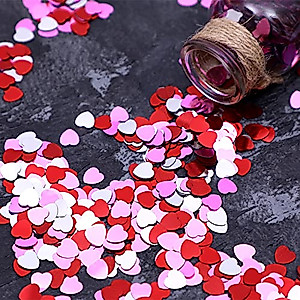 4000 Pieces Heart Confetti Metallic Foil Heart Confetti for Valentine's Day Wedding Party Decor (Red, White, Pink)