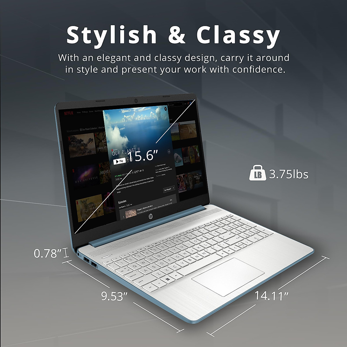 HP 15.6" FHD Laptop, AMD Ryzen 5-5500U Processor, AMD Radeon Graphics, 16GB RAM, 512GB PCIe SSD, HD Webcam, Bluetooth, Wi-fi, Win 11, Blue, 32GB Hotface USB Card