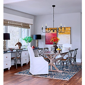 Black Chandelier RC Ceiling Light Fixture -6 Light 36 inches-Modern Farmhouse Apply to Chandeliers for Dining Room Lighting,Living Room,Bedroom,Foyer