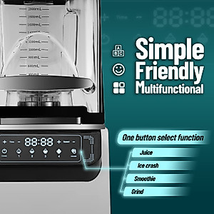WantJoin Soundproof Quiet blender Commercial blender Digital display Programmed Strong Industrial blender for ice crushing,smoothie,grinding