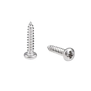 uxcell 2.2x10mm Self Tapping Screws Phillips Pan Head Screw 316 Stainless Steel Fasteners Bolts 50Pcs