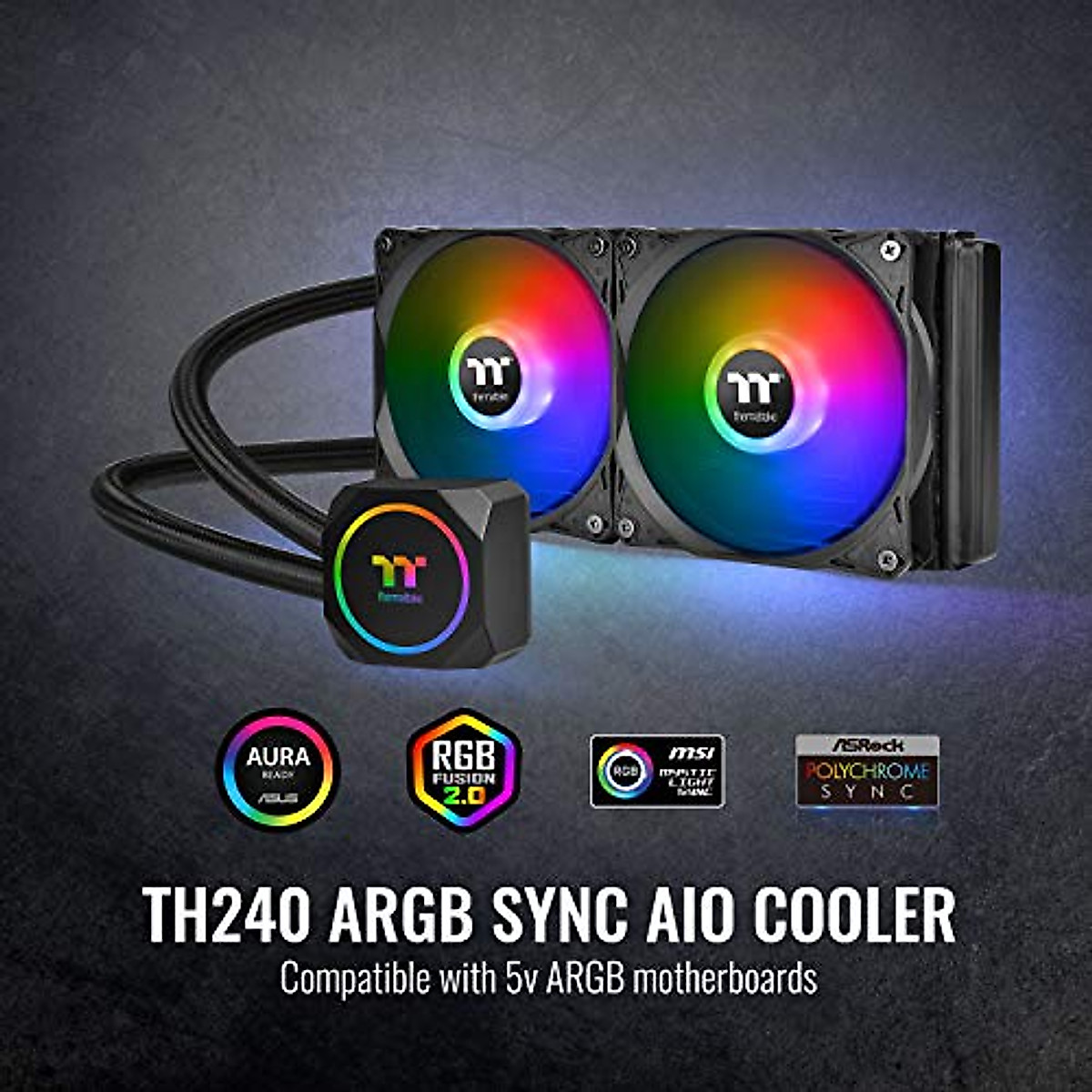 Thermaltake TH240 ARGB Motherboard Sync Edition AM5/AMD/Intel LGA1200 Ready All-in-One Liquid Cooling System 240mm High Efficiency Radiator CPU Cooler CL-W286-PL12SW-A