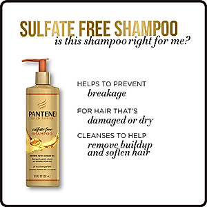Pantene Gold Series Argan Oil from ProV for Natural and Curly Textured Hair, Sulfate Free Shampoo, 8.5 Fl Oz
