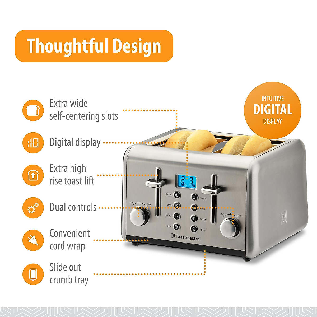Toastmaster 4-Slice Digital Stainless Steel Toaster