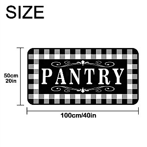 Buffalo Plaid Pantry Kitchen Rug 40 x 20 Inch Non-Slip Cushioned Comfort Entryway Door Mats Perfect Carpet for Home Decor