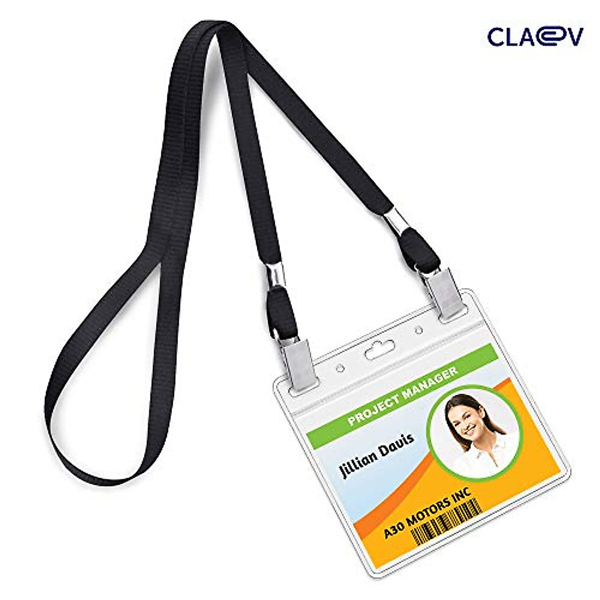 Claev Horizontal Flexible and Tear Resistant Card Protector (Clear, 4x3 Inch, 250 Pack), Large Easy Open Plastic ID Name Badge Holders for Conferences, Conventions, Offices & Schools