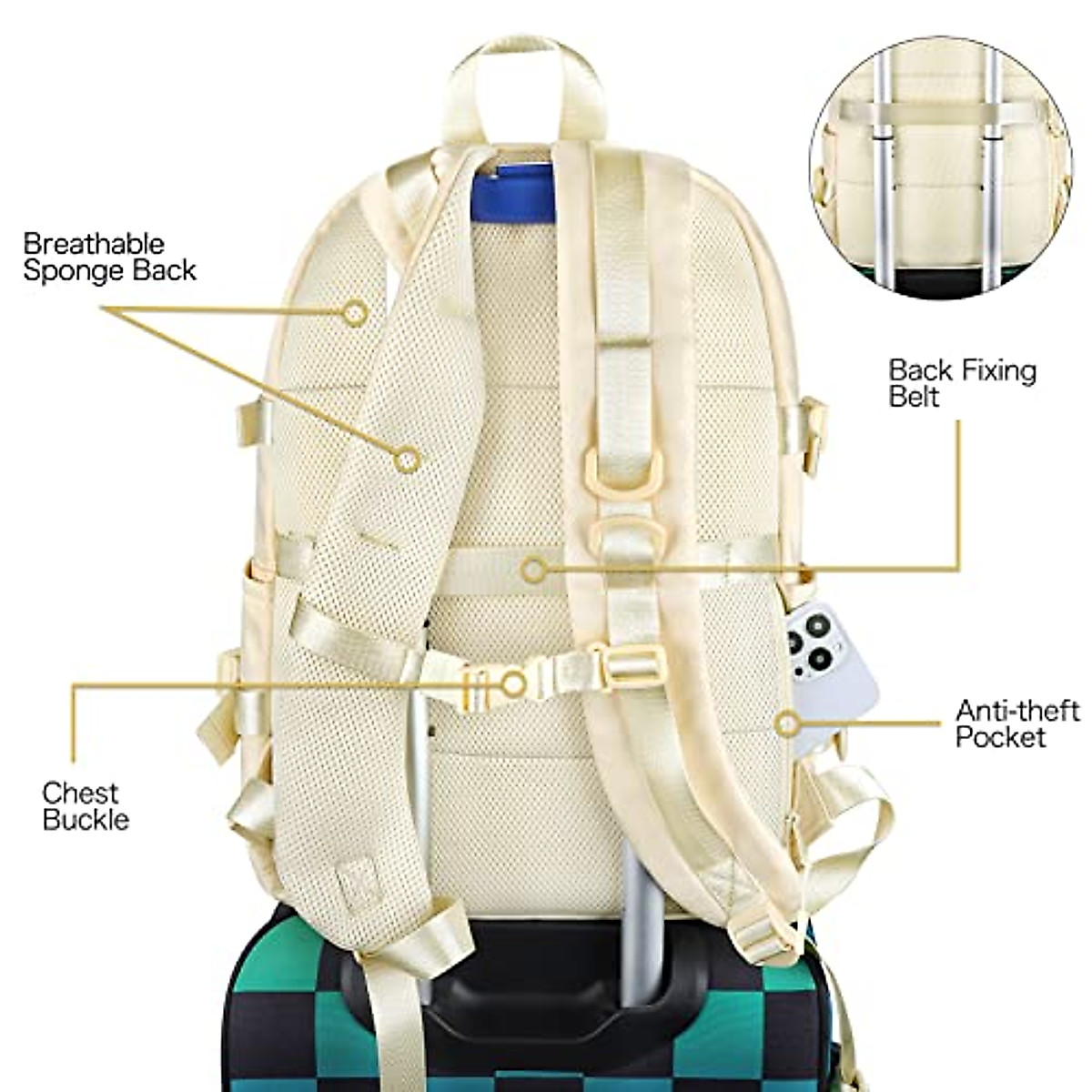 STEAMEDBUN Kawaii Backpack Cute Aesthetic Backpack for Girls,Ita Backpack with Inserts for School (without pins)