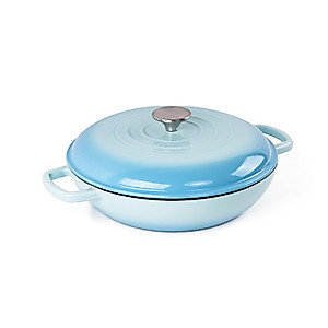 AILIBOO 3 Quart Enamel Cast Iron Dutch Oven Pot with Lid-Versatile dutch oven, excellent for stovetop cooking and baking various recipes-Oven Safe up to 500° For on Stovetop-Gradient Blue