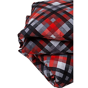 Friends at Home 180 Gram Cotton Heavyweight Flannel Duvet Cover Sets (Grey/red/Black, King)