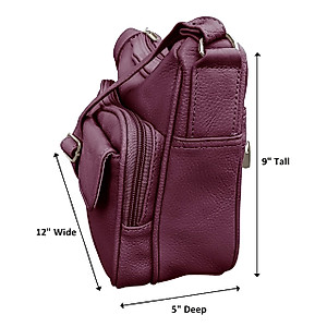 Roma Leathers Women's Wine Red Leather Crossbody Shoulder Bag