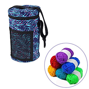 LNKA Knitting Bag for Yarn Storage,Crochet Hooks, Needles and Woolfor Accessories and Slits on Top to Protect Yarn and Prevent Tangling (Free 6 Pack Cotton Mini Yarn) (Medium Size+6 Pack Yarn)