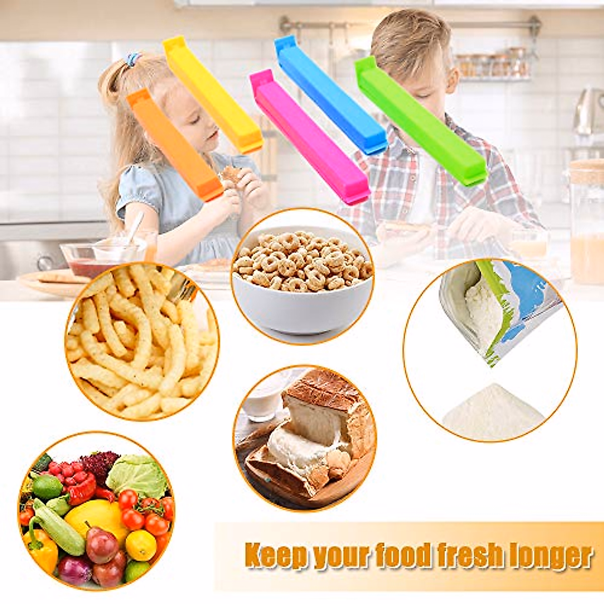 40 Pcs Plastic Sealing Clips,Bag Clips for Food,Food Sealing Clip for Snack,Chips Bags,Kitchen Storage Bag in 2 Sizes,3.6/4.3 inch