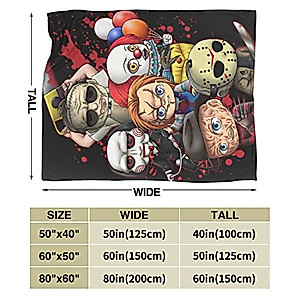 hanaiette Horror Characters Flannel Blanket Lightweight Cozy Microfiber Soft Blankets Anti-Static Fuzzy for Bed Couch Chair Living Room 50'x40' Horror 1, 50'x40'