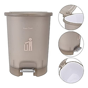 Cabilock Foot Step on Trash Bucket Household Large Capability Garbage Can Floor Waste Rubbish Recycle Basket for Home Kitchen Office Bedroom Grey 5L