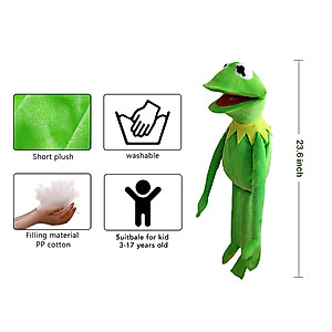 Kermit Frog Hand Puppet, Frog Plush,The Muppets Show, Soft Frog Puppet Doll Suitable for Role Play -Green, 24 Inches