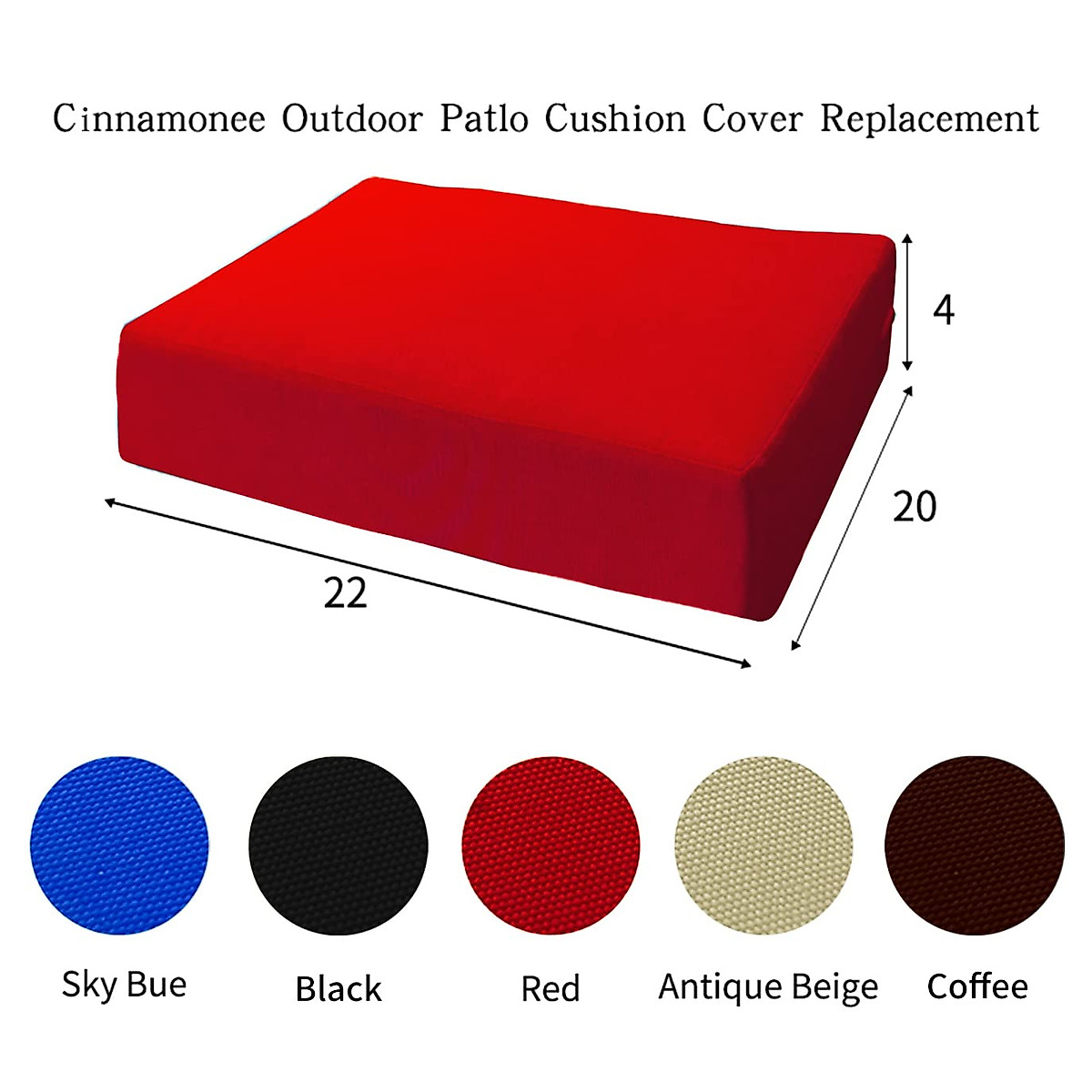 Cinnamonee Outdoor Cushion Covers Replacement Outdoor Patio Pillow Cover Comfortable for All Seasons Sofa Couches Loveseats Lava (20"X22"X4" 2 Pack, Red)