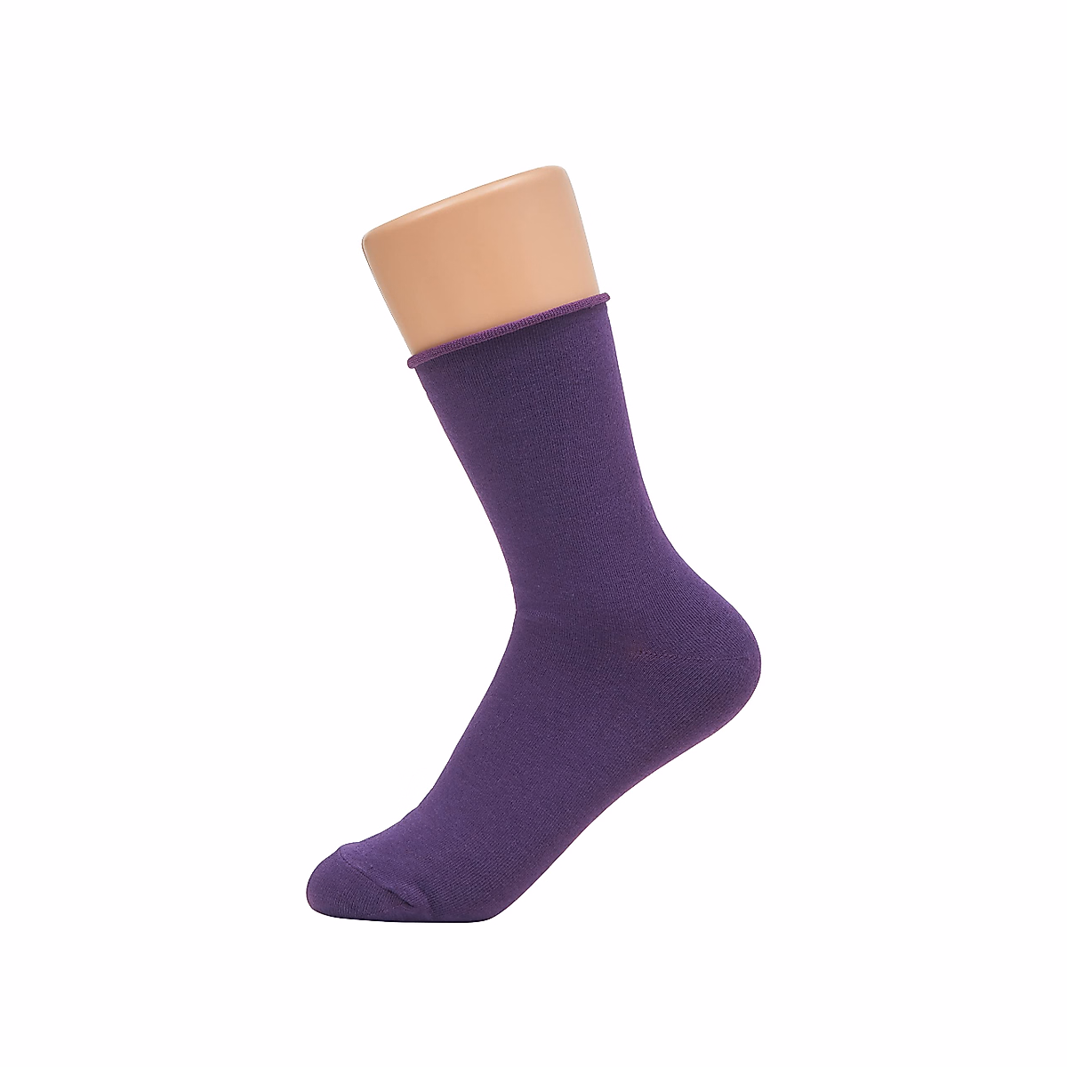 GRISIM Women's Roll Top Ankle High Relaxed Cotton Crew Socks, 3 or 4 Pairs (Shoe Size 6-9) (Rainbow_Red/Green/Purple/Navy)