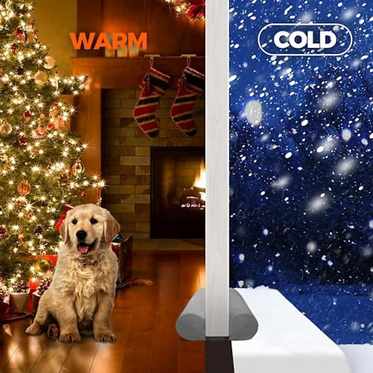 Holikme Twin Door Draft Stopper Door Sweep Weather Stripping Noise Blocker Window Breeze Blocker Adjustable Door Sweeps, Grey