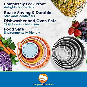 Deluxe 8-Pack Stainless Steel Food Containers - Complete Meal Prep Container Set with Leakproof Silicone Lids - Reusable and Stackable Stainless Steel Lunch Box for Adult Bento Box Set