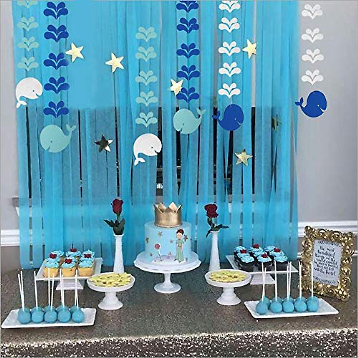 Lacheln Whale Decor Hanging Garland Beluga Whale Wall Art Ahoy Its a Boy Under The Sea Theme Birthday Party Decorations Nursery Kids Bedroom Decor