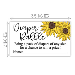50 Sunflower Diaper Raffle Tickets - Baby Shower Game - Invitation Inserts