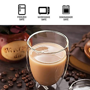 ZHMTang 1 Piece of Double-walled Borosilicate Glass Mug Tumbler for Coffee, Milk, Tea (15 Oz Glass lid)