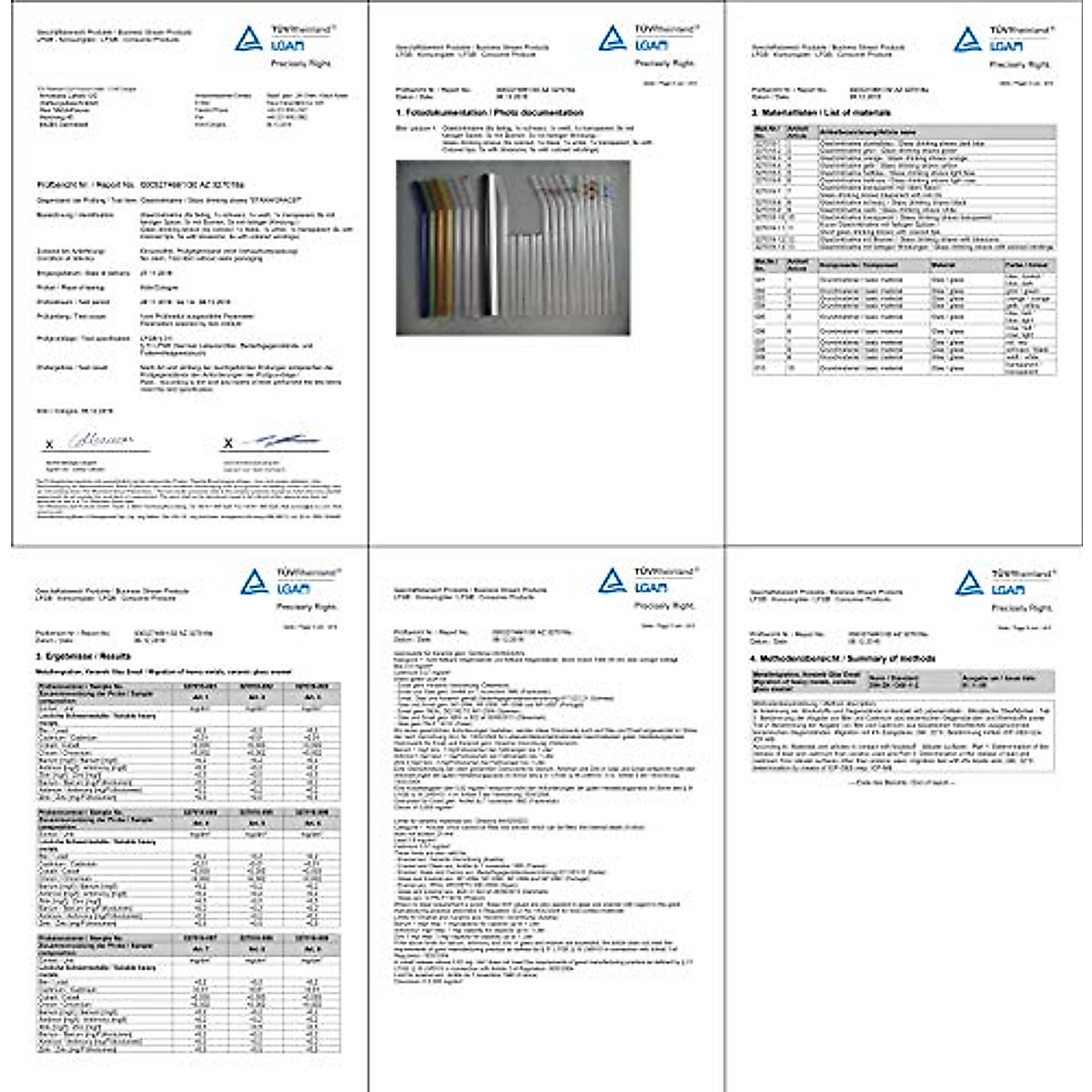 STRAWGRACE Handmade Glass Straws with Coloured Blossoms, Bent - independently tested in DE - Set of 5 with Cleaning Brush - Glass Drinking Straws, Ideal for Cocktail, Smoothie etc - 23 cm x 8 mm
