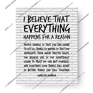 Marilyn Monroe- Everything Happens- Inspirational Wall Art Print, This Retro Wall Decor Print Makes Ideal Wall Art For Living Room Decor, Office Decor & Man Cave Decor. Unframed- 8x10”